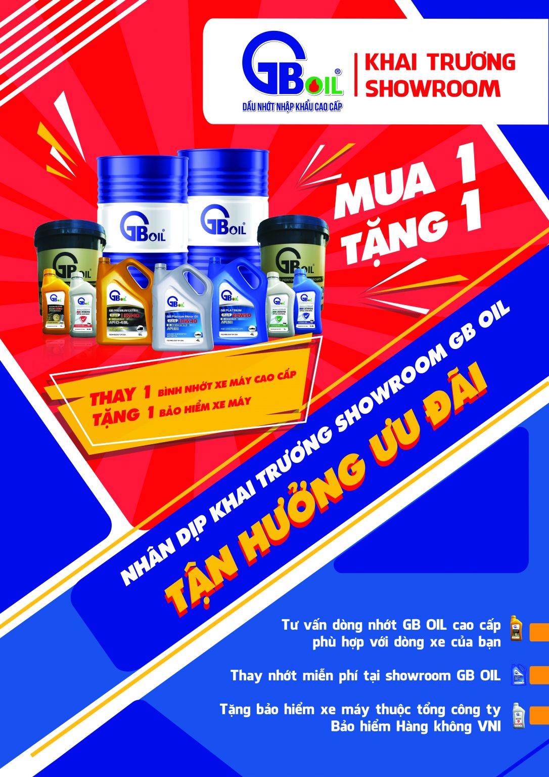 KHAI TRƯƠNG SHOWROOM GB OIL - MUA NHỚT TẶNG BẢO HIỂM - GBOIL